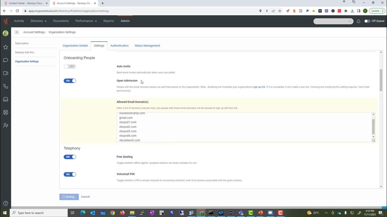 Genesys Contact Center Training Video - Genesys Cloud CX Organization Settings - YouTube
