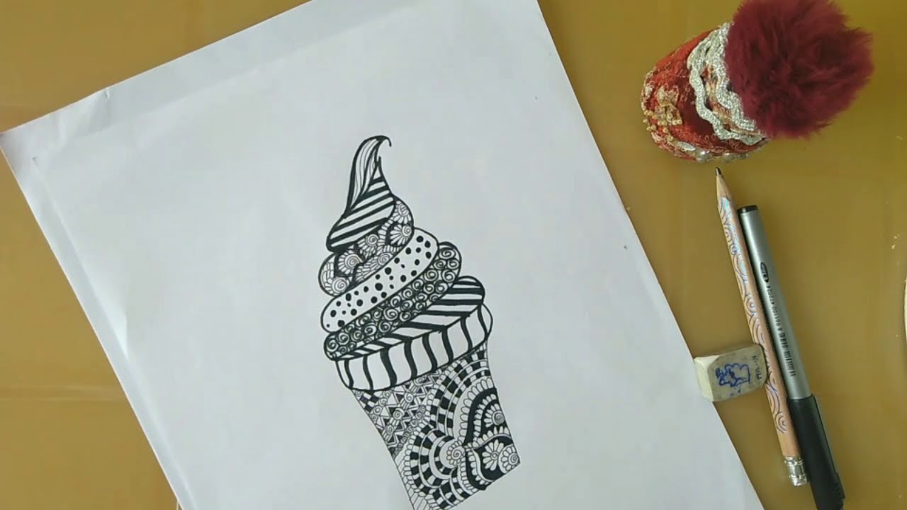 Mandala art design ice cream/ice cream design/basic mandala design ...