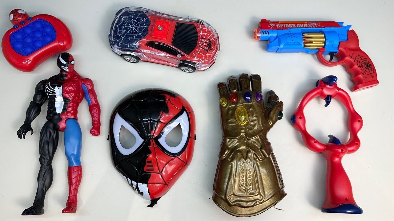 18 minutes of satisfied Marvel toy set unboxing,Spider Man toy gun ...
