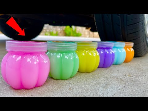 Menghancurkan Hal Renyah dengan Mobil | Eksperimen: Roda Mobil VS Slime Susu Besar [ASMR]