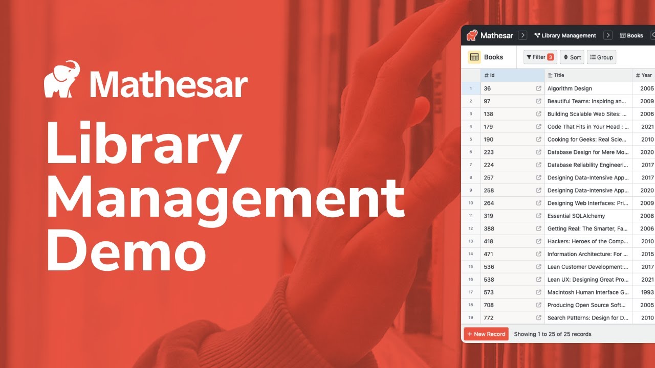 Mathesar library management demo - YouTube