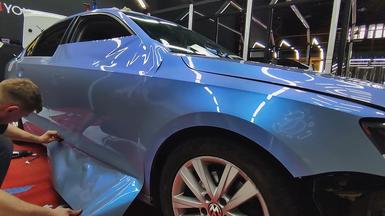 Оклейка Jetta в TeckWrap DS04G Azure Maya Blue - YouTube