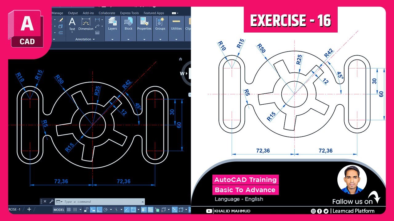 How to Create Exercise 16 in AutoCAD – Step-by-Step Guide for Beginners ...