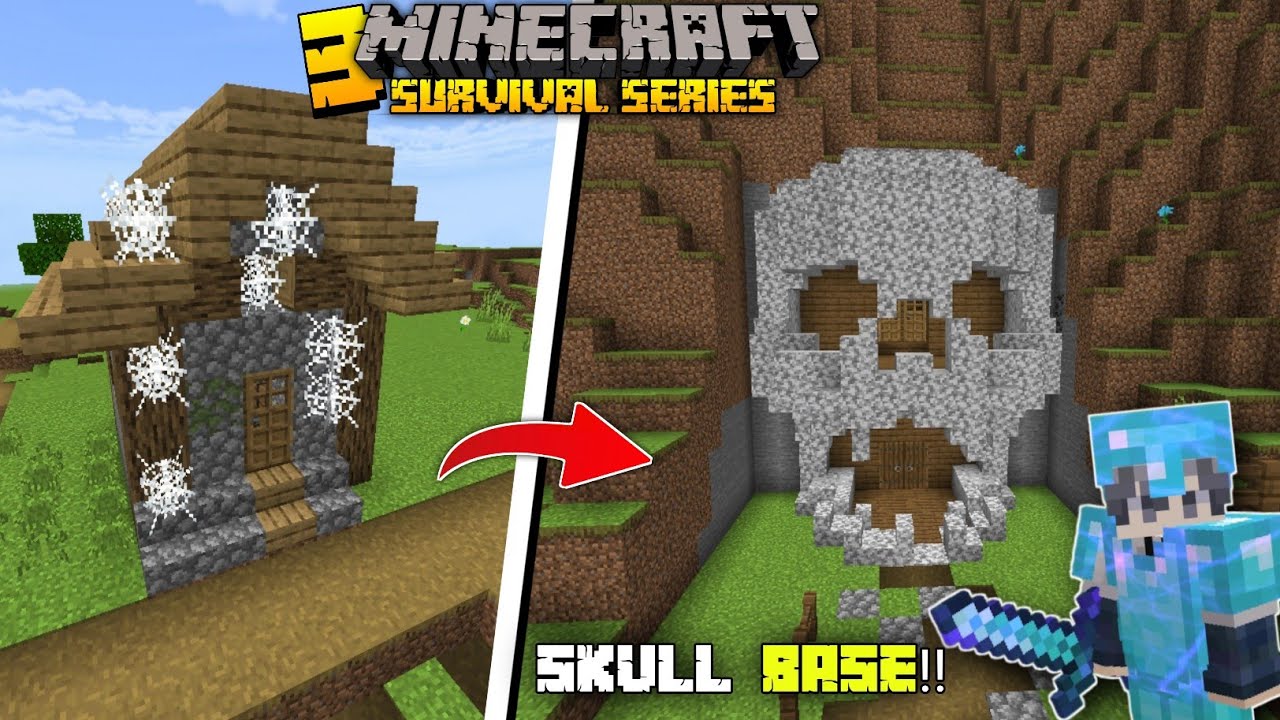 Finally I Build A Skull Base In Minecraft PE | MCPE Survival Series EP 3 In Hindi - YouTube