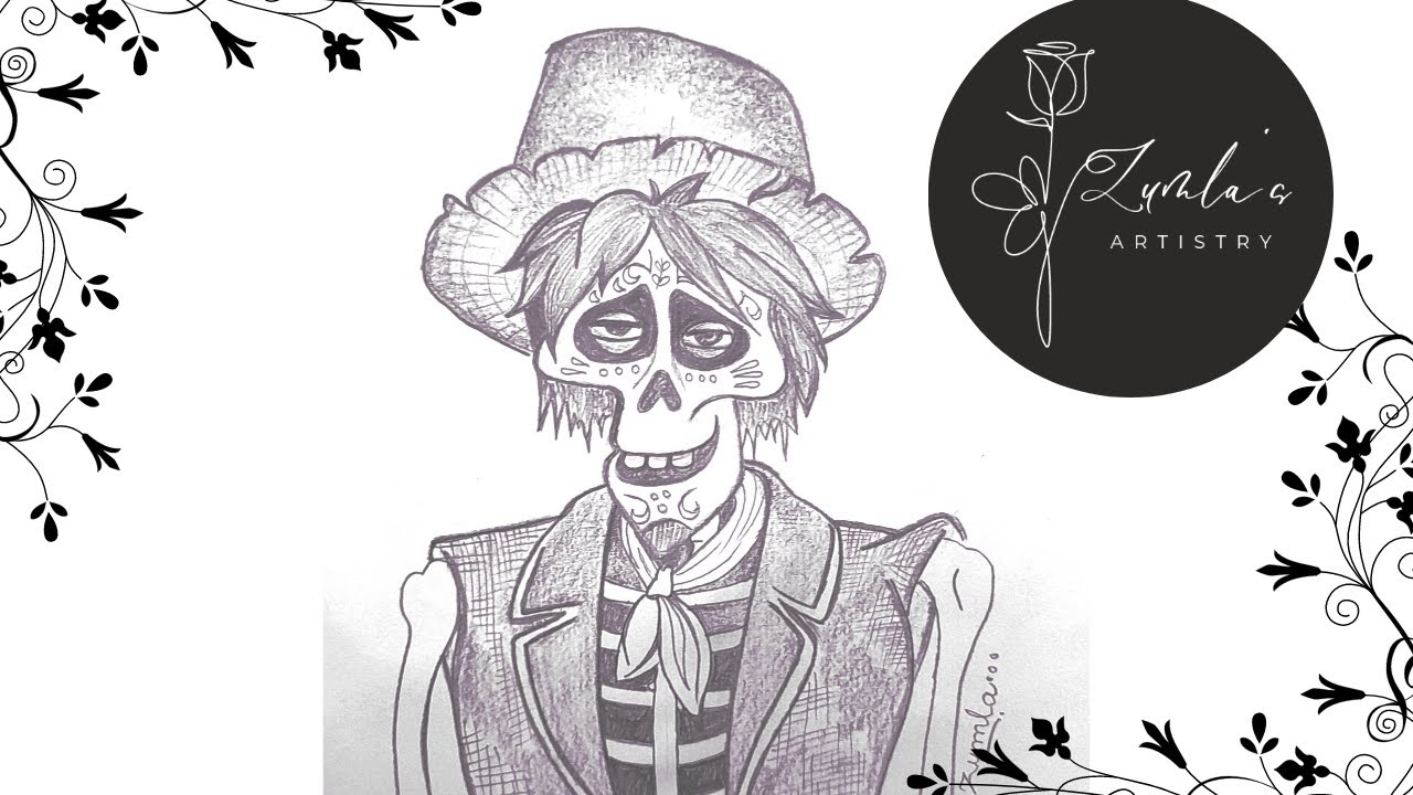 How to sketch Hector by Coco/ draw skeleton cartoon#coco #disney - YouTube