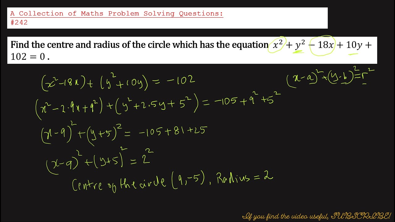 A Collection of Maths Problem Solving Questions:#242 (Coordinate Geometry | Circles) - YouTube