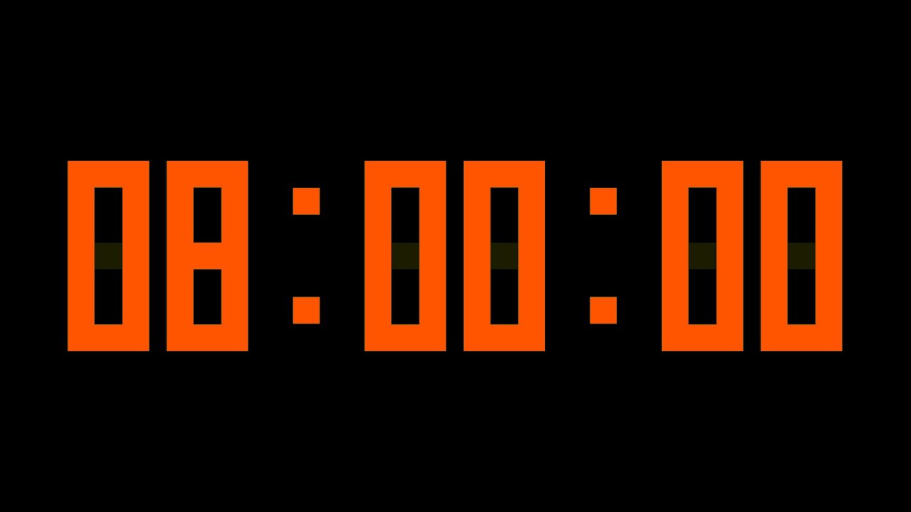 8 Hours Countdown Timer with Alarm & Time Markers / Chapters - Digital Display - Orange - YouTube