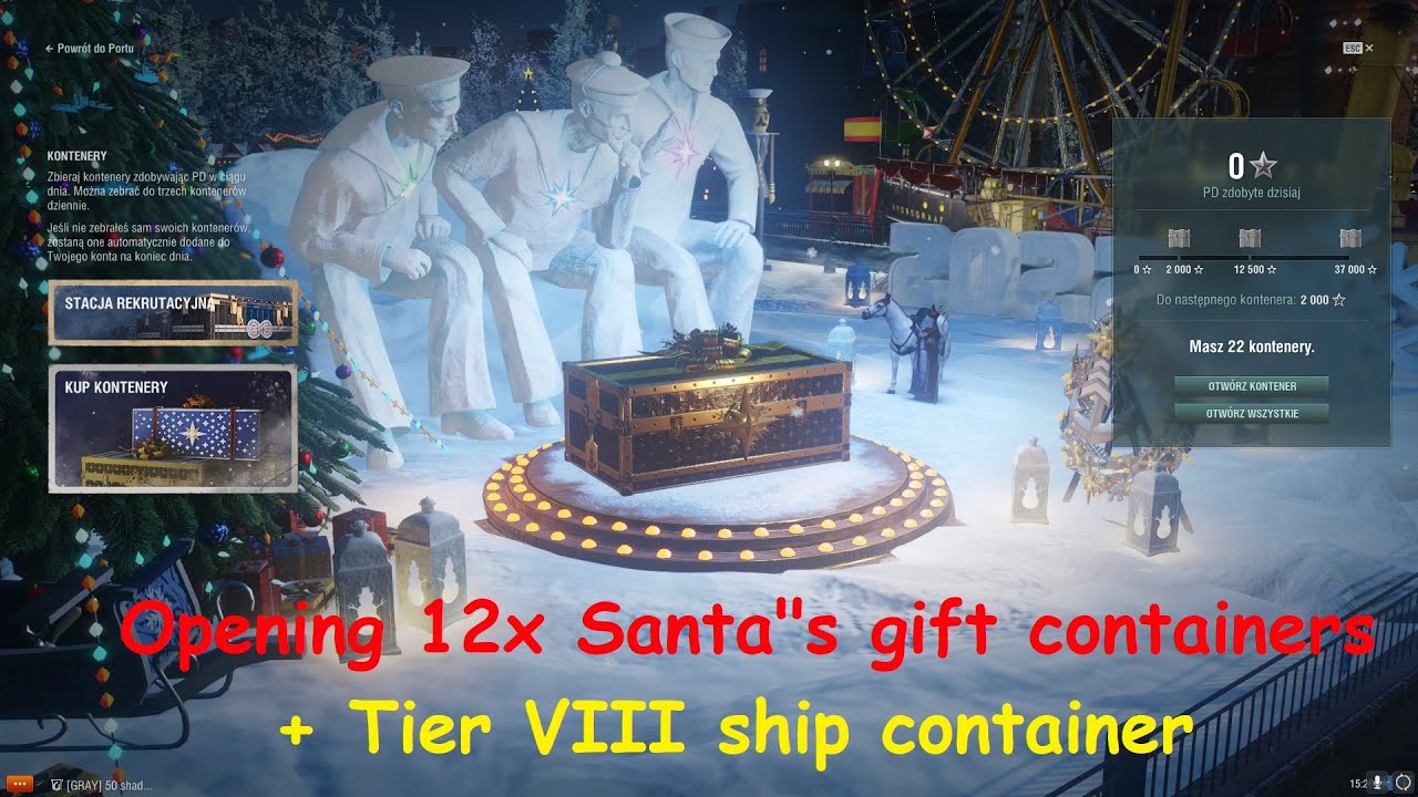Opening 12 Santa's Mega Gift containers + tier VIII ship container ...