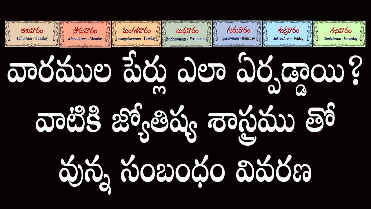 How Did The Days Of The Week Get Their Names? Explained in Telugu ...