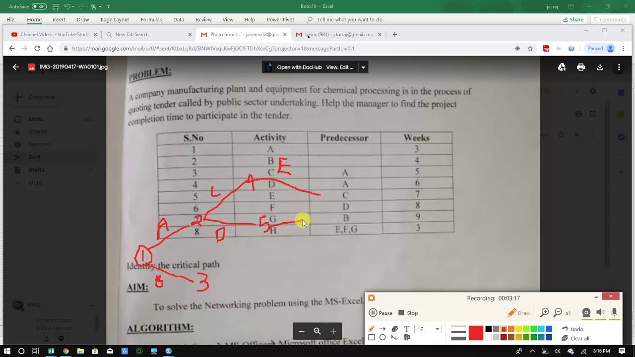 network model done using excel part 1 - YouTube
