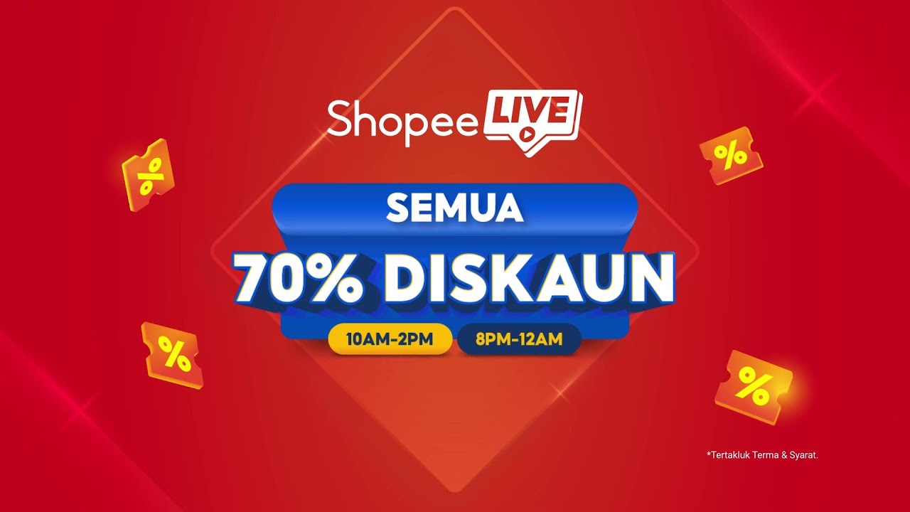 Semuanya Diskaun 70% hanya di Shopee Live! - YouTube