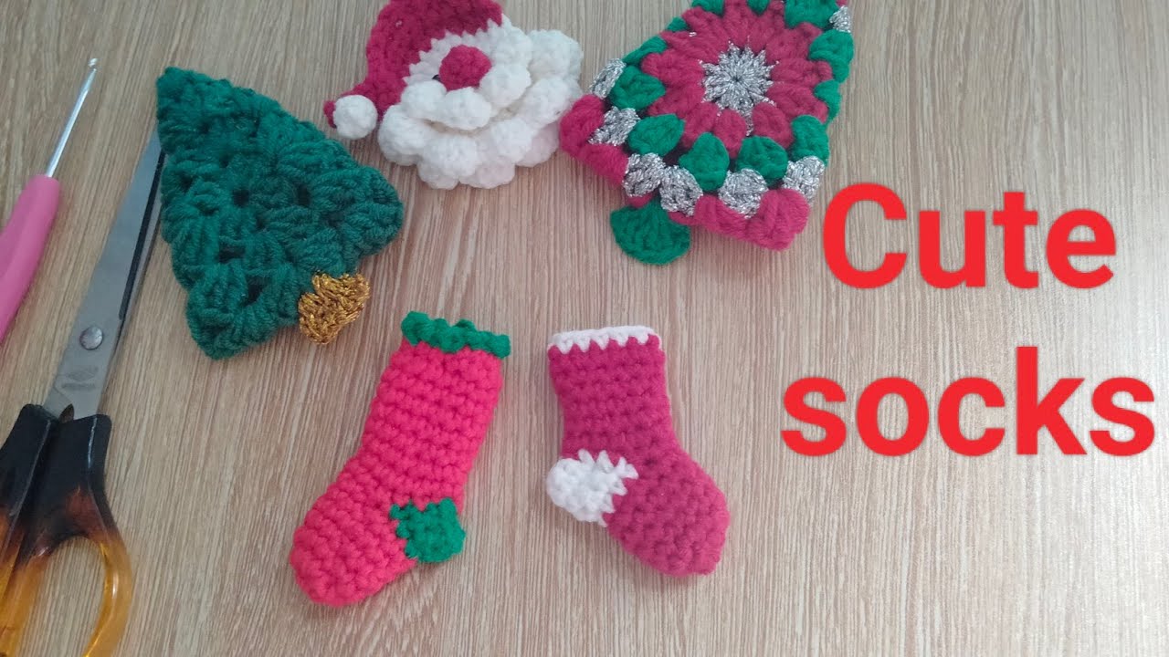 Crochet cute socks for Christmas decoration |Easy crochet tutorial for ...