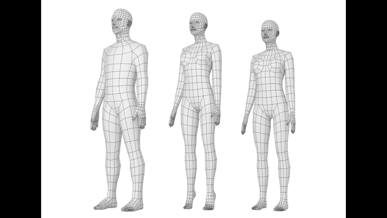 Natural Male and Female in Rest Pose Base Mesh 3D Model (preview) - YouTube