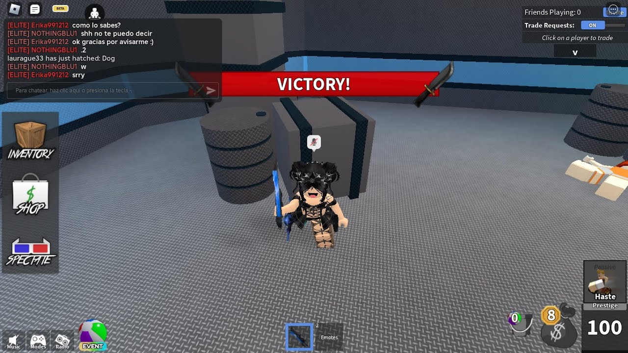 Playing mm2 with my set Blue harvester and Blue Elderwood - YouTube