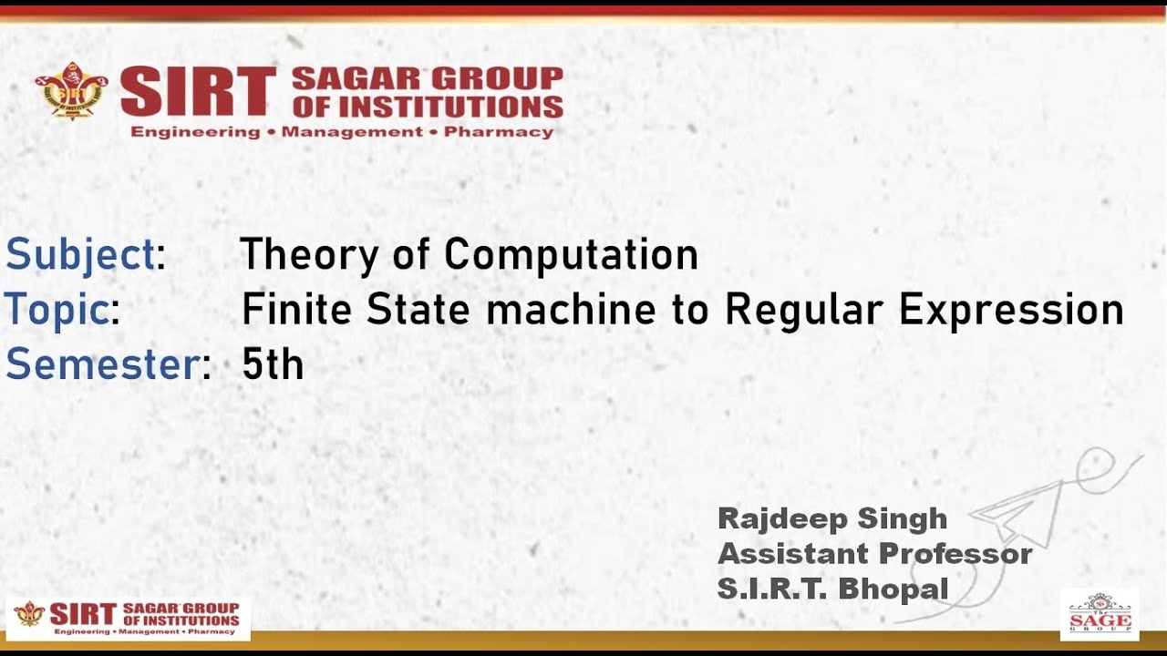 Finite State machines to Regular Expression - YouTube