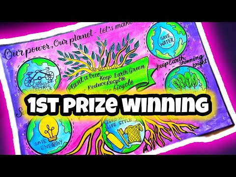 Earth Day Drawing| World Earth Day Poster Drawing| Save Earth Poster| Save Environment Drawing