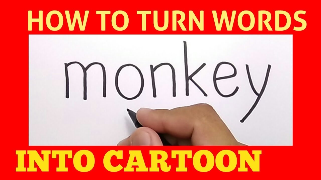 WOW, cara menggambar MONYET dari kata MONKEY / how to turn words into ...