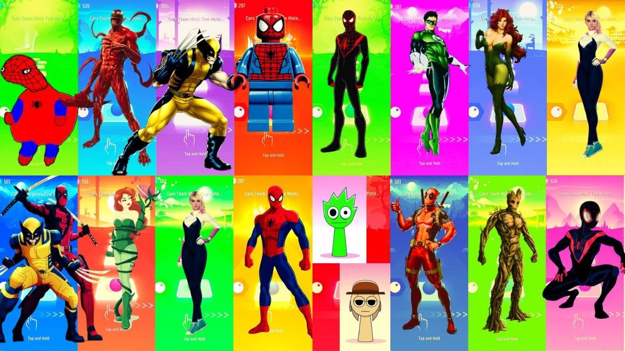🔥 Tiles Hop: EDM Rush! Mega Mix – Sprunki vs Deadpool vs Groot vs ...