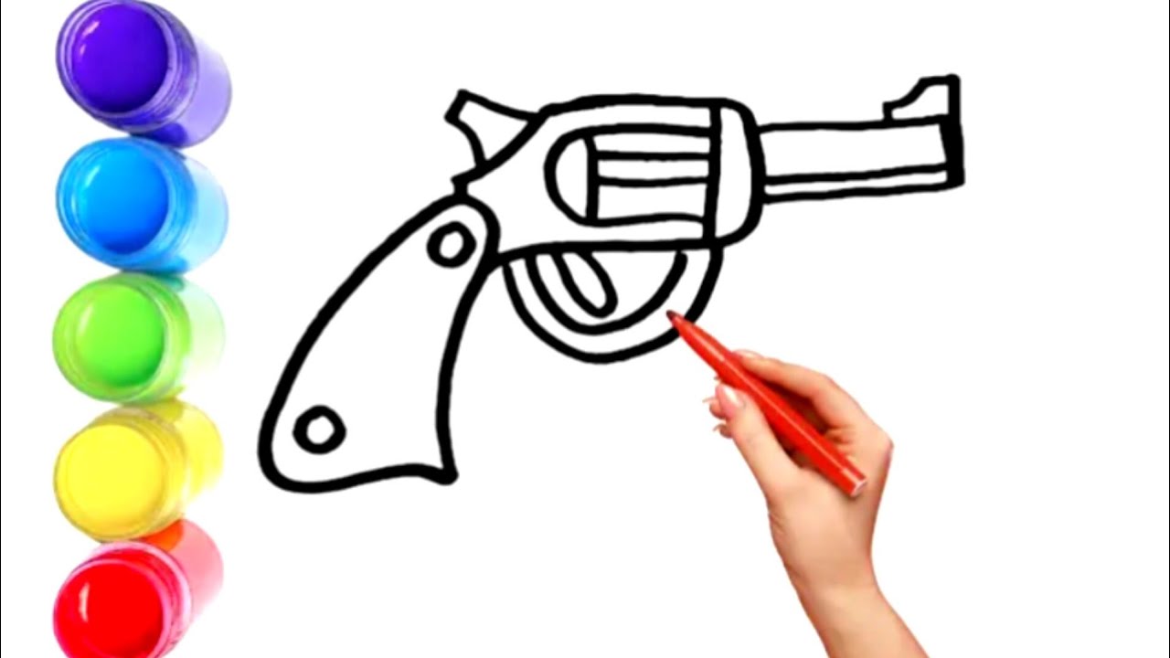How To Draw cute Gun Drawing, Painting & Coloring For Kids and Toddlers ...