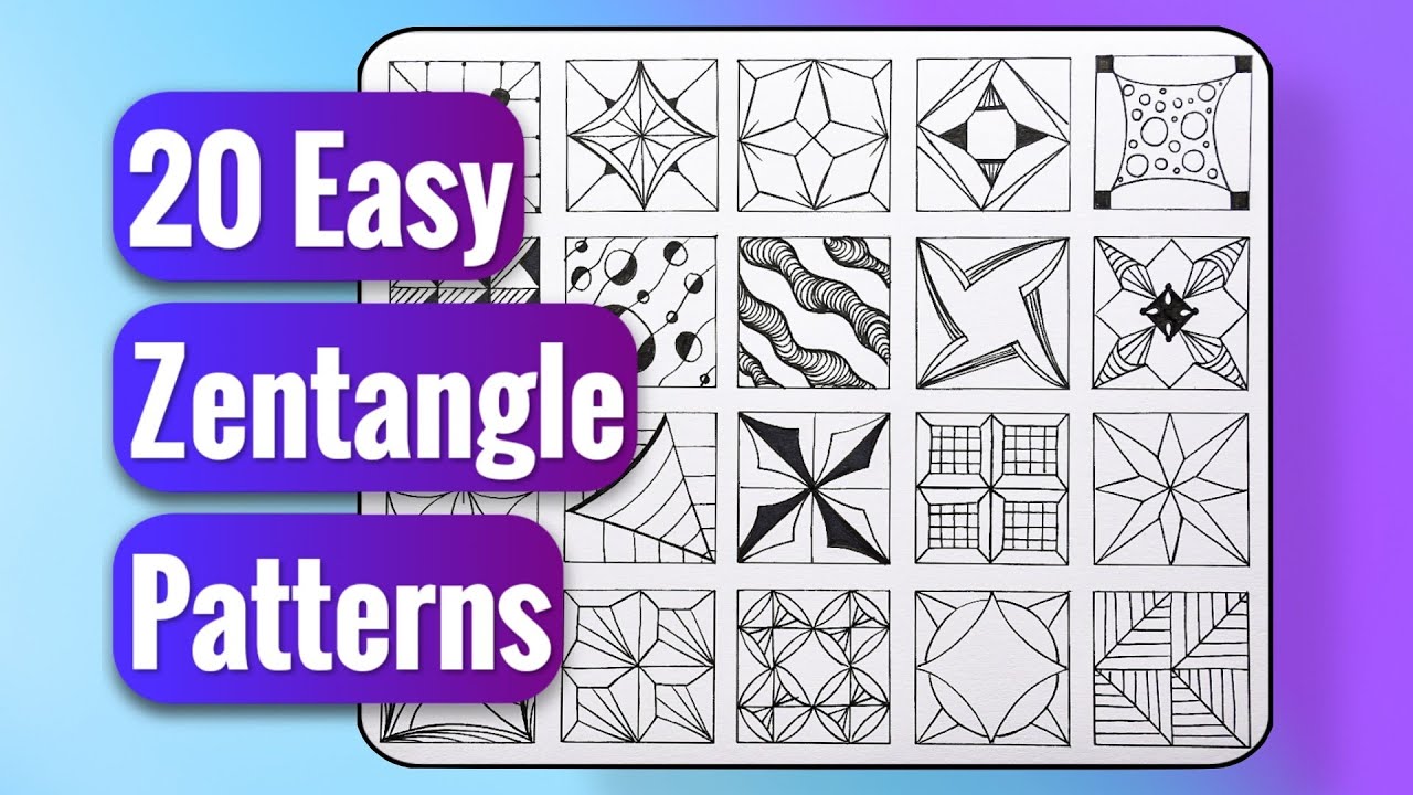 20 Easy Zentangle Patterns For Beginners || Part 9 || Easy Drawing ...