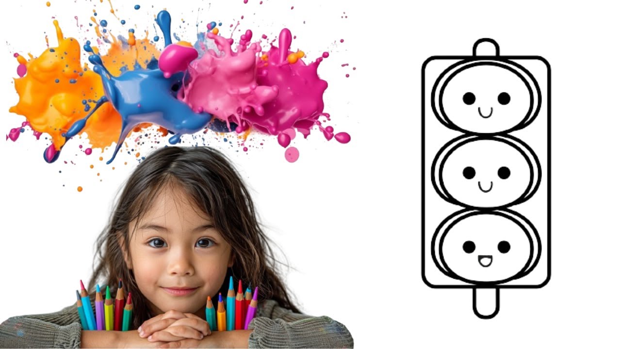 Funny Traffic Light 🚦 Drawing For Kids - Coloring Sketch For Children ...