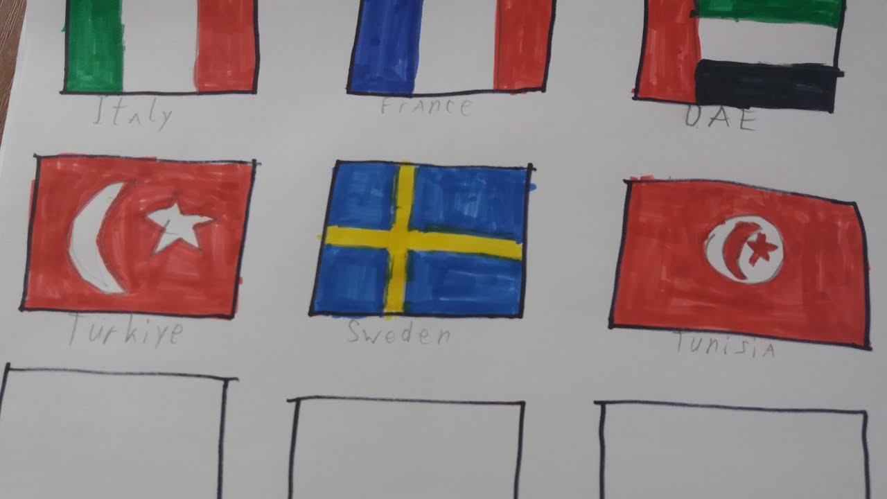 Drawing 3 flags || part 2 || #flag - YouTube