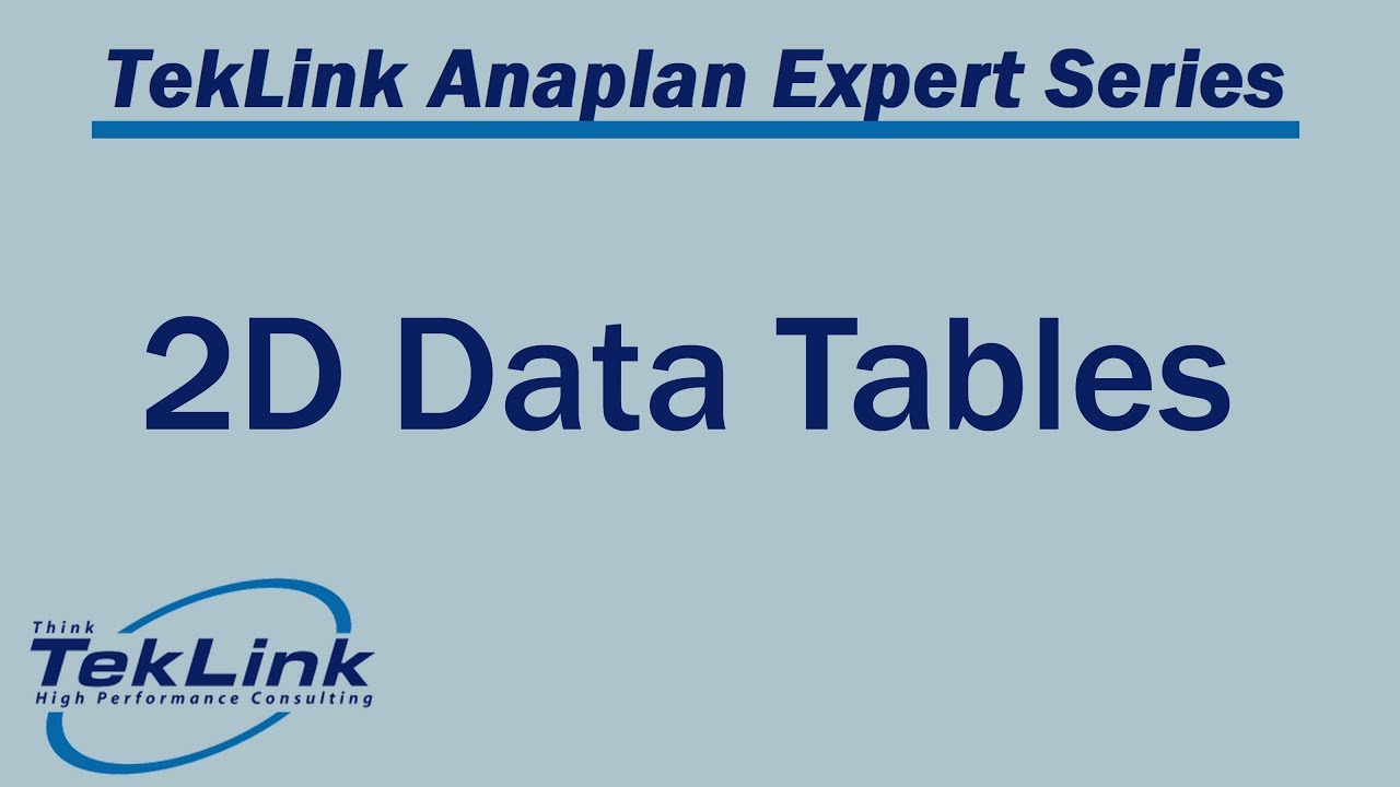 2D Data Tables in Anaplan - YouTube