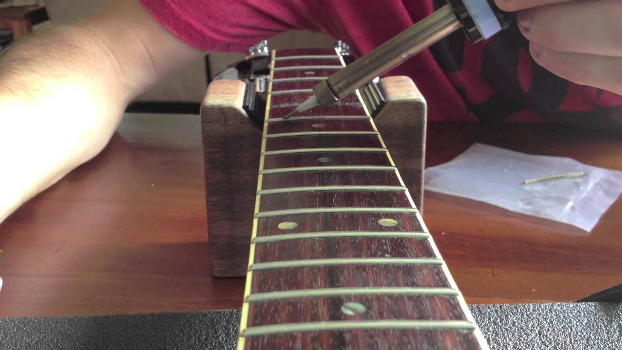 Refret & Fretboard level to a Dean FBD Pt 1 - YouTube