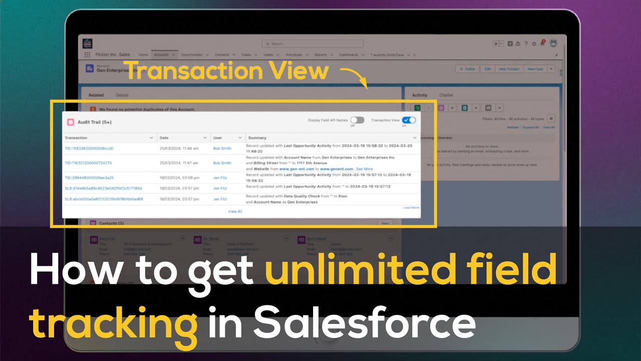 Transaction View and Unlimited Field Tracking in Salesforce - Audicity ...