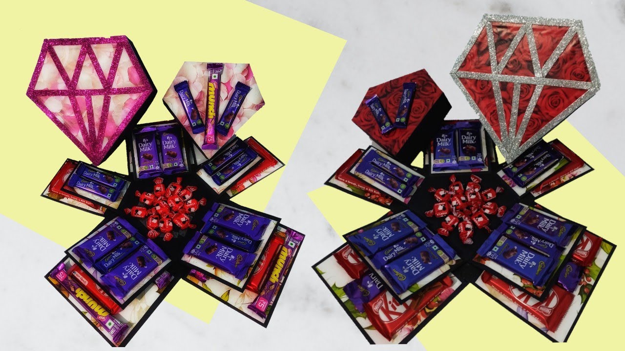 Diamond Explosion Box | Diamond Shape Chocolate gift box | DIY ...