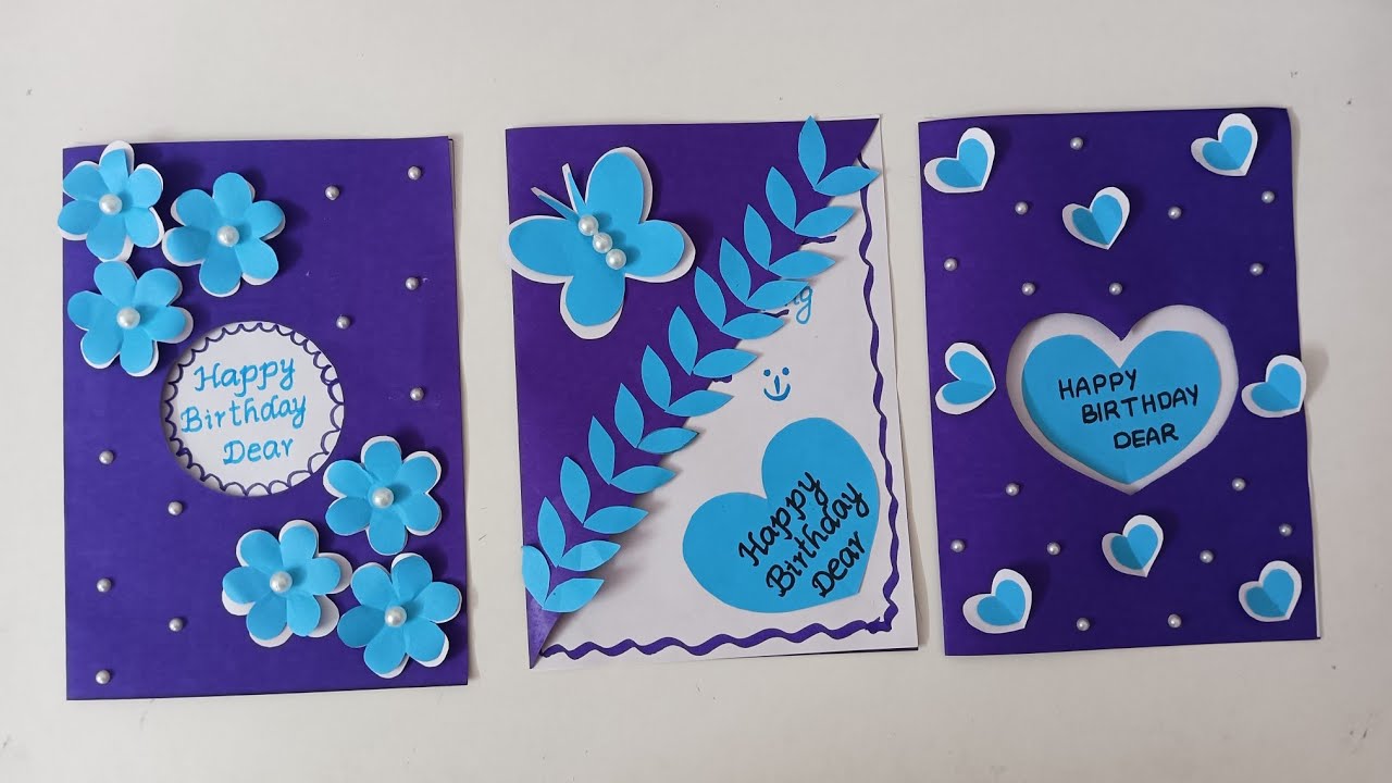 Three Beautiful 😍 😍 😍 birthday cards making// easy card ideas// Diy ...