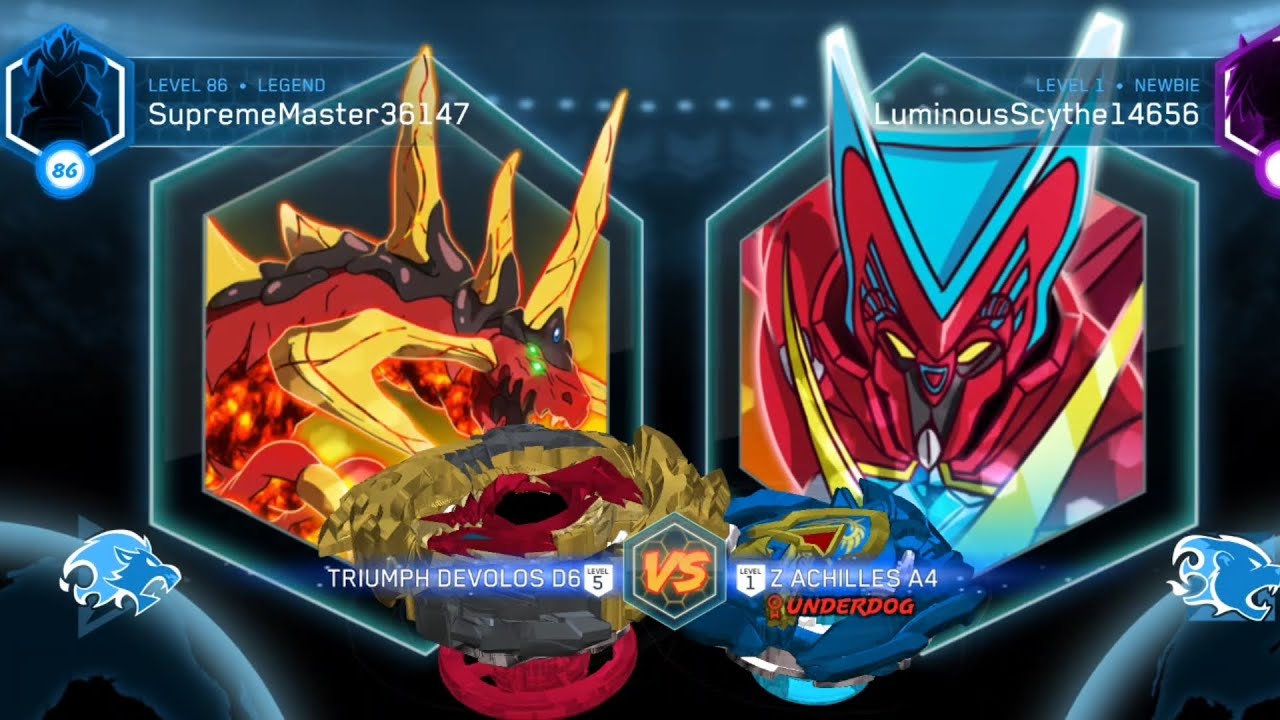 Triumph Devolos D6 VS Z Achilles A4 Beyblade burst gameplay - YouTube