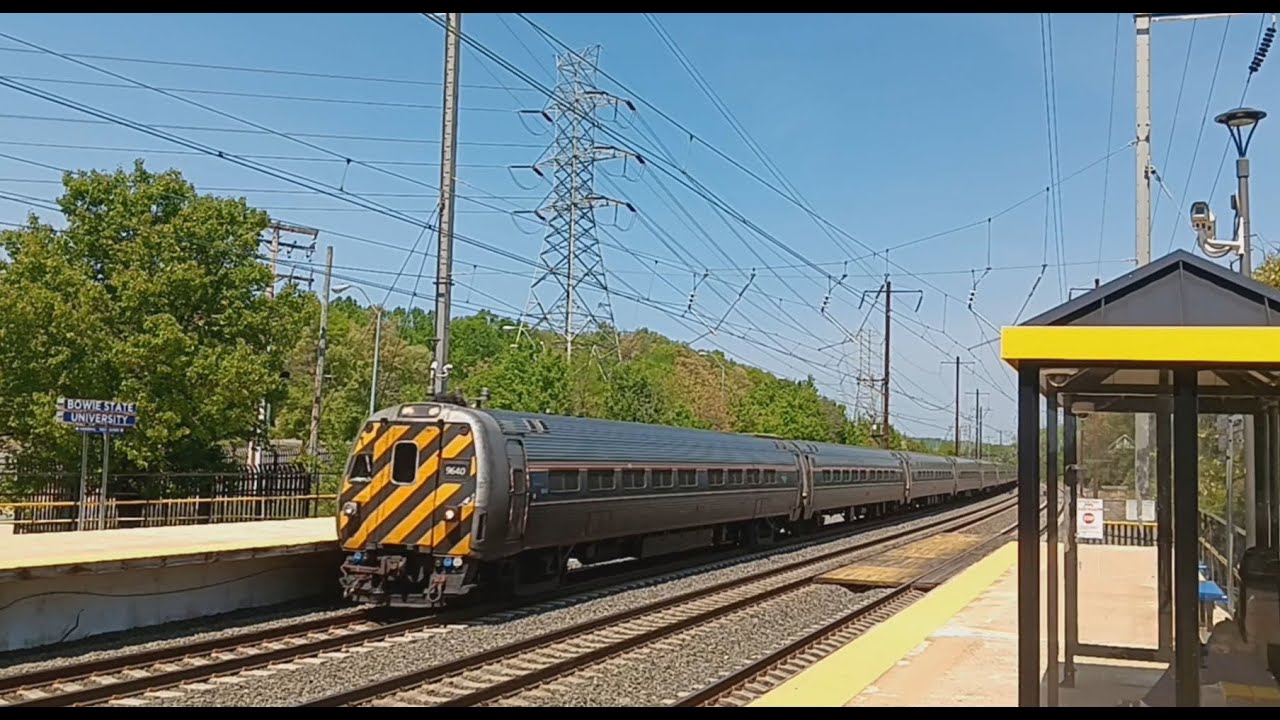 Two Amtrak Trains passing through Bowie State University Station ...