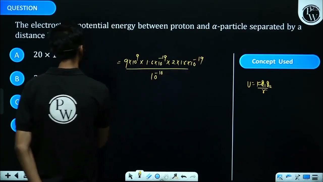 The electrostatic potential energy between proton and \(\alpha\)-particle separated by a ...