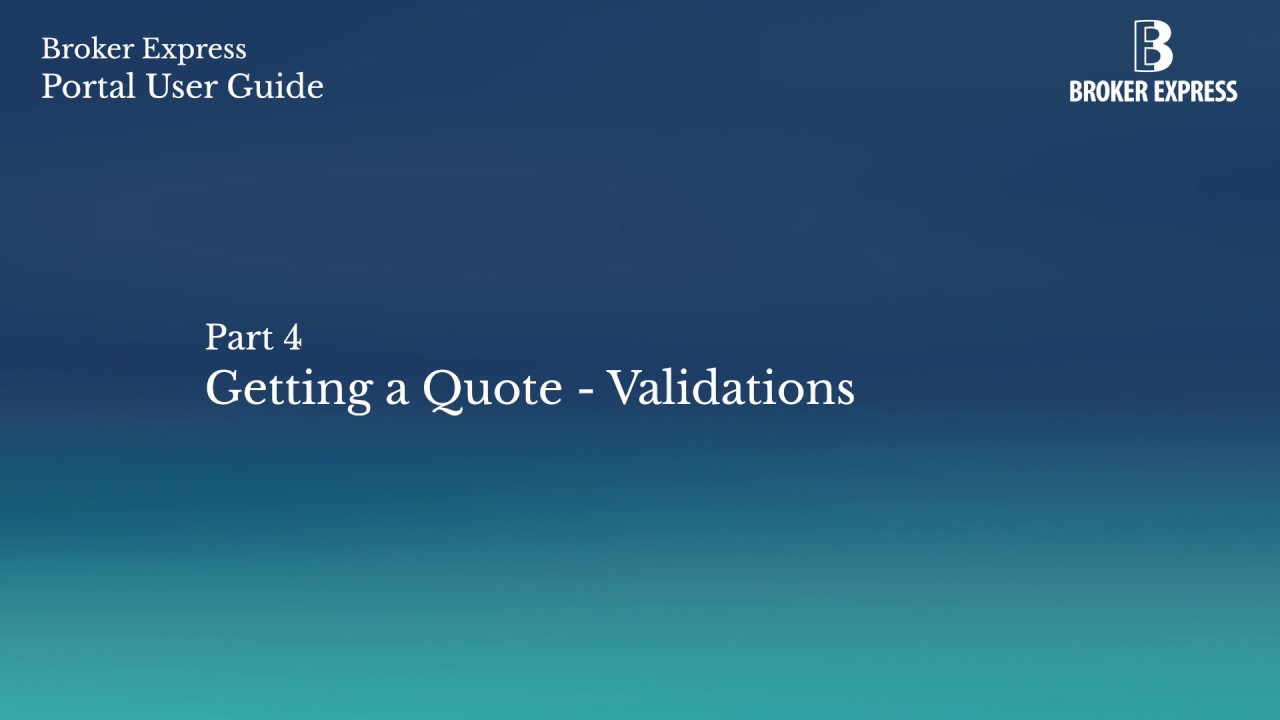 4. Getting a Quote – Validations - YouTube