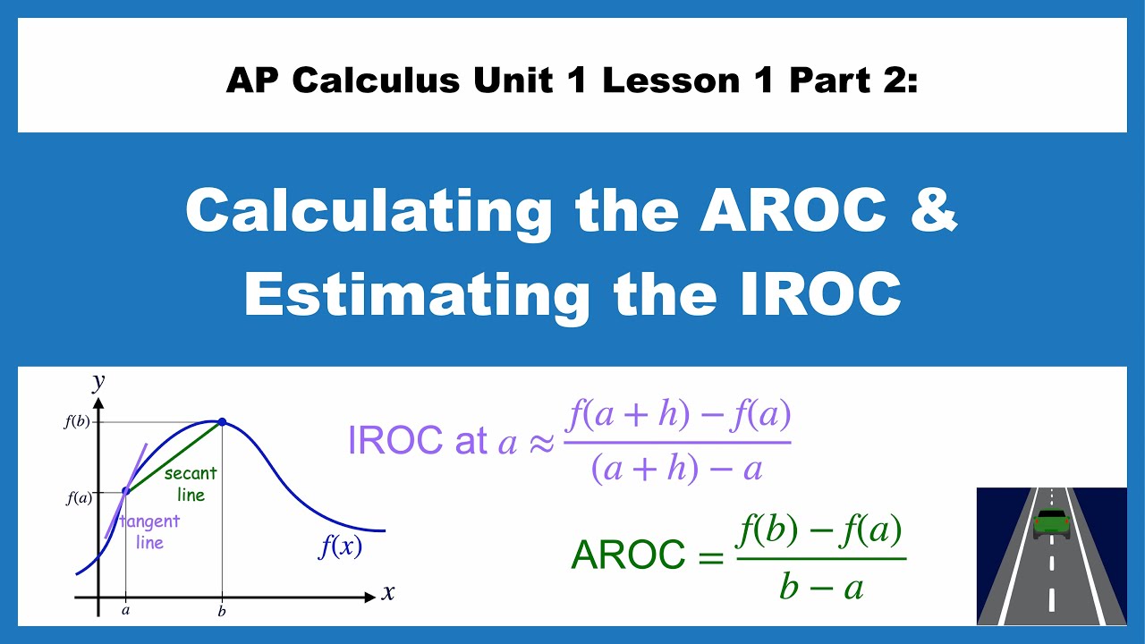AP Calculus Unit 1 Lesson 1.2: Calculating the AROC & Estimating the ...