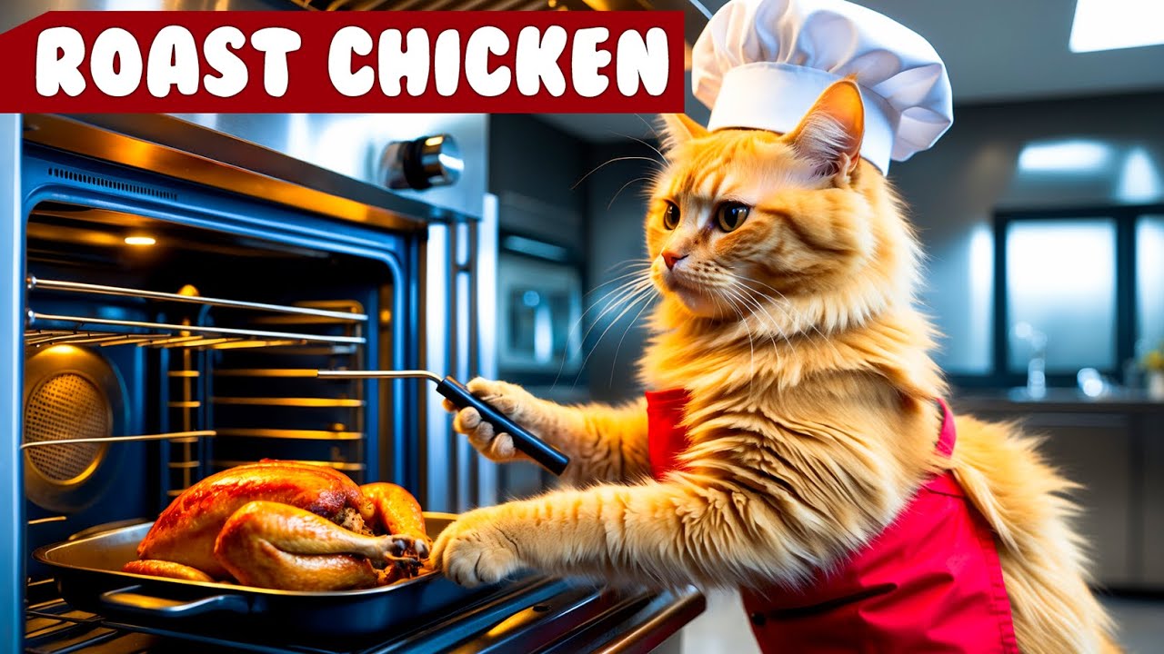 Kathy’s Chef Cat Cooking Roast Chicken | #cutecat #chefcat #funnycats ...