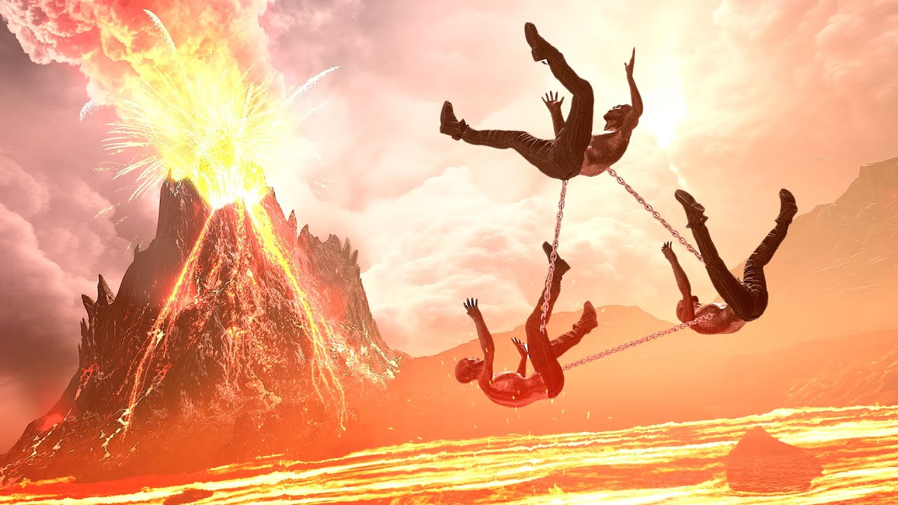 Chained Together but Every Second the Lava Gets Higher - YouTube