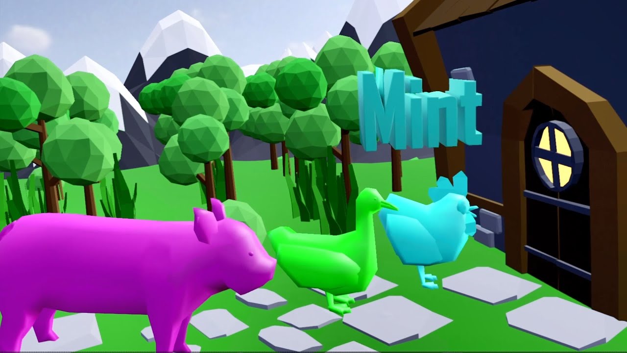 Animals Wild West Cartoon Crossing Game with sheep Cartoon Duck Pig Cow ...