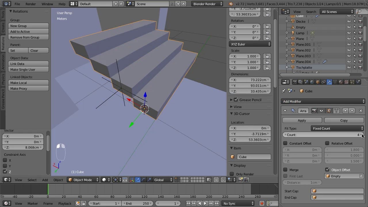 Objekte vervielfältigen mit dem Array-Modifier | Blender 2.7 – Das ...