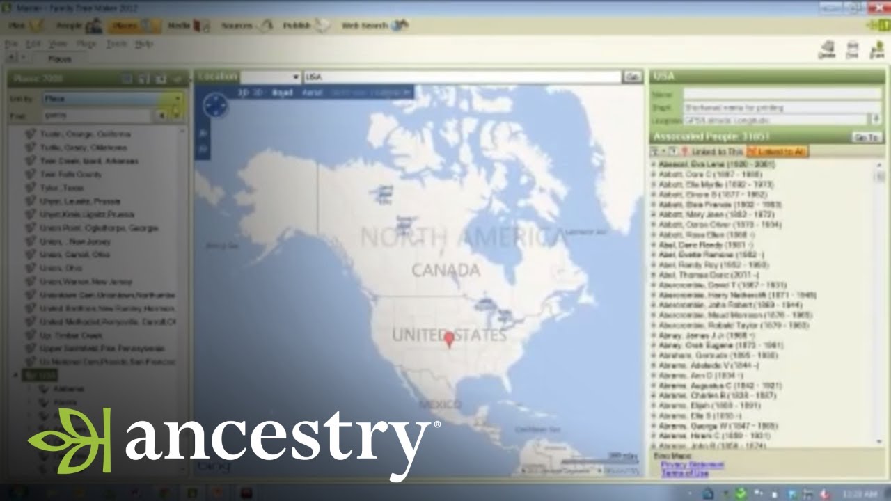 Family Tree Maker: Places | Ancestry - YouTube