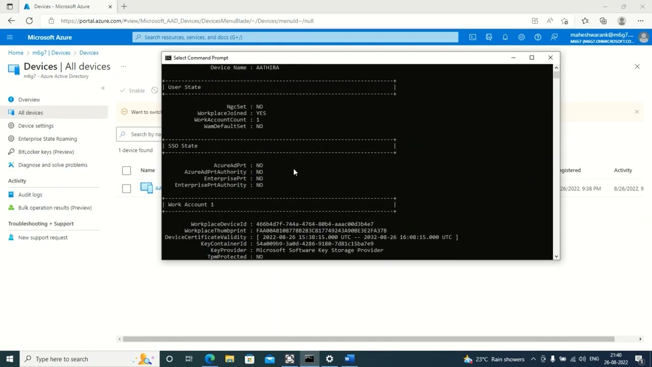 Azure Ad device registration Demo | Azure Ad registered validation from ...