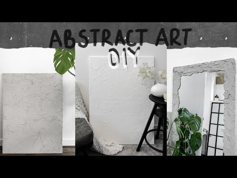 DIY ABSTRACT ART CANVAS AND CONCRETE MIRROR UPCYCLE