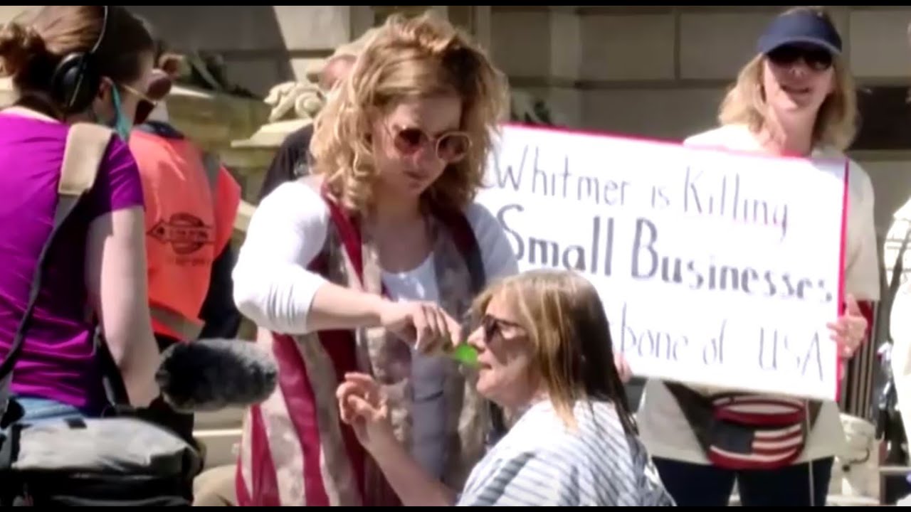 'Operation Haircut' protest held outside Michigan state capitol - YouTube