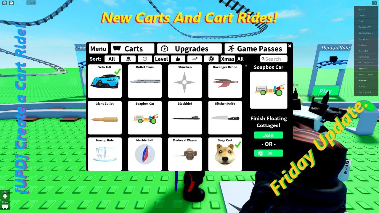 [UPD] Create a Cart Ride! Friday Update New Carts And Cart Rides! - YouTube
