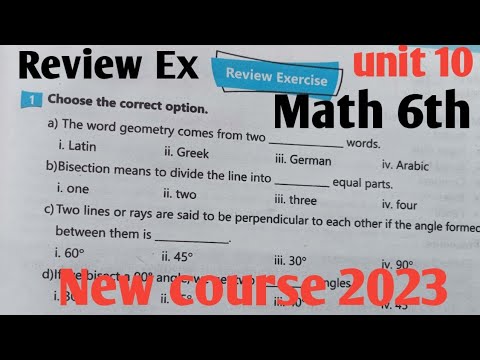 Review Exercise unit 10 Class 6th Maths new course 2023 single National ...