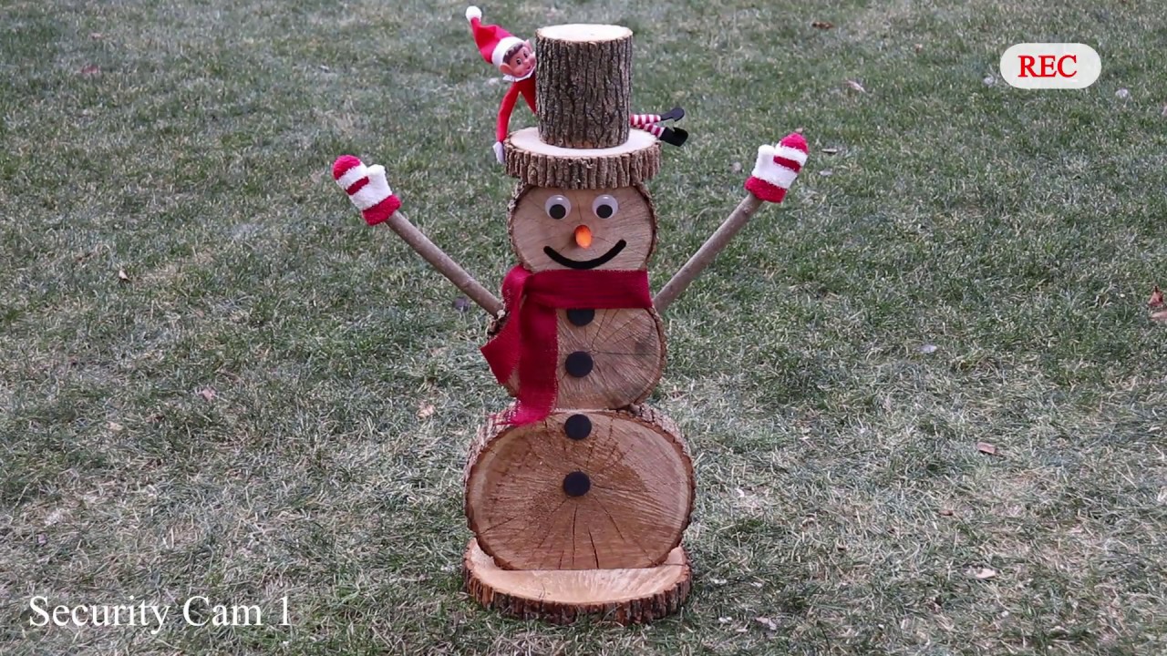 Amazing log snowman made from scratch. Bonus: sneaky elf - YouTube