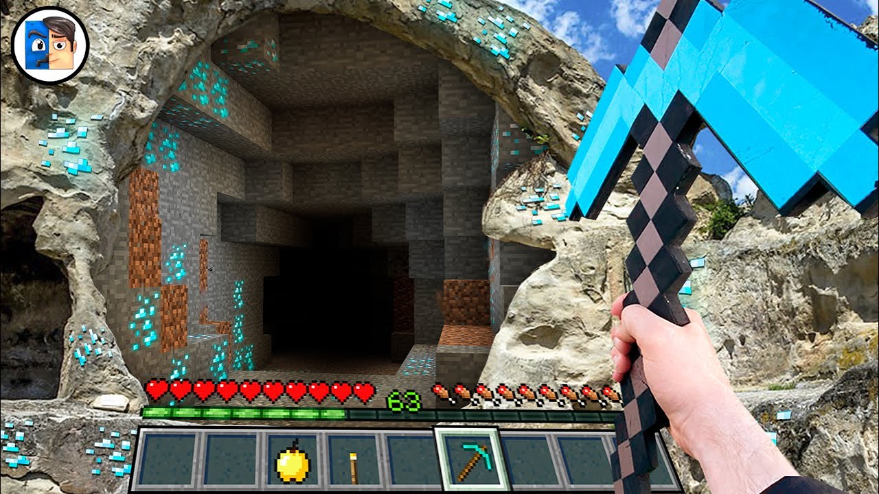 Minecraft in Real Life POV - DIAMOND CAVE SURVIVAL in Realistic ...