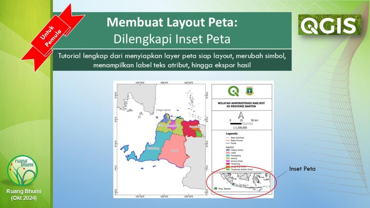Membuat layout peta dengan peta inset di QGIS - YouTube