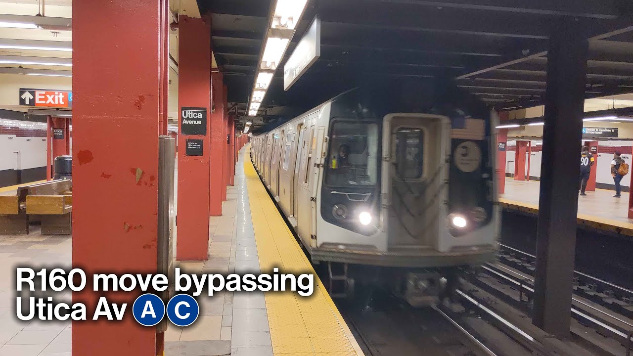 NYC Subway: R160 Transfer at Utica Avenue on the A Line - YouTube